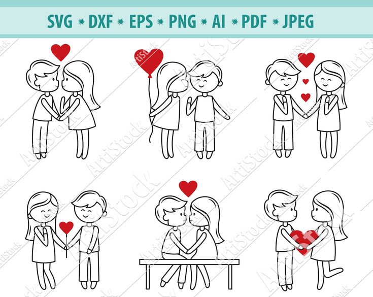 Stickman Couple Svg Valentine Day Svg Stick Figures Svg Couple In