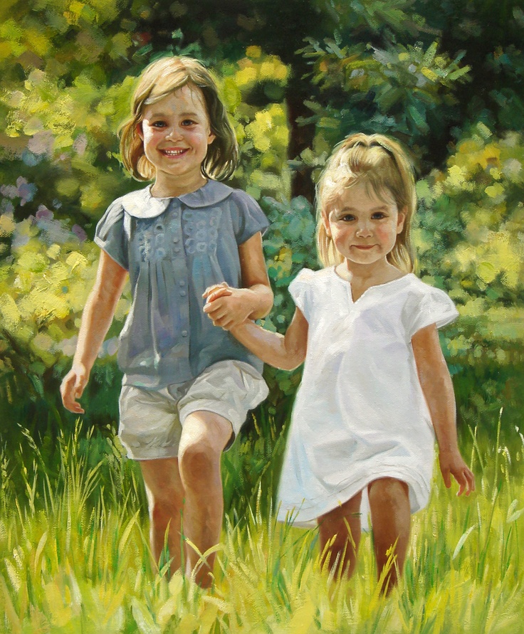 Lovely oil painting of two sisters based on a photograph by Fabulous ... Lovely oil painting of two sisters based on a photograph by Fabulous ...