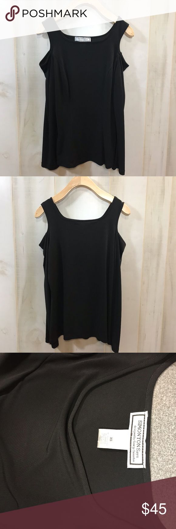 Simonton Says Black Cold Shoulder Top Size Xs Black Cold Shoulder Long