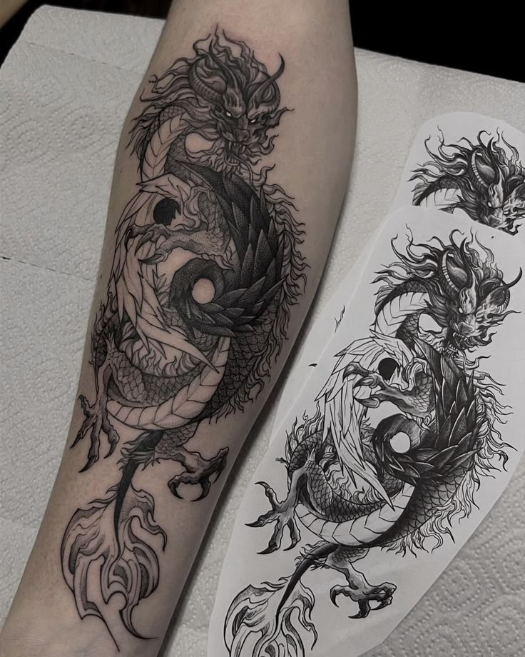 Тату Графика Настя Злюка😈 On Instagram инь ян ☯ дракон 🐲 за один сеанс 🔥 считаю что у
