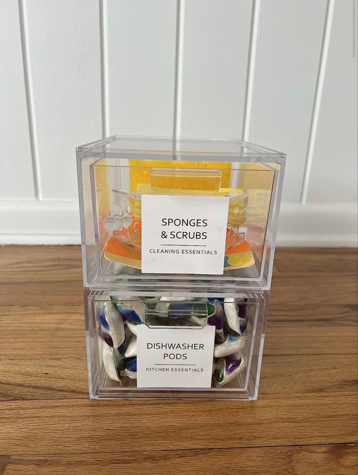 Stori Audrey Stackable Bin Clear Plastic Organizer Drawers 2 Piece