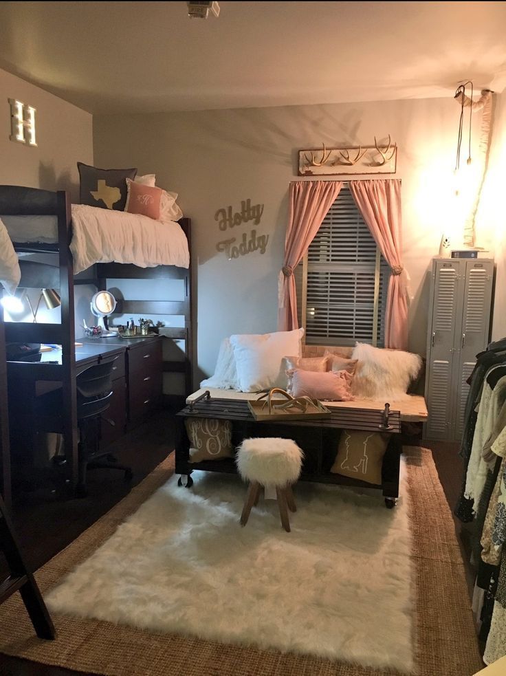 Glam Dorm Rooms That You Need To Copy Dorm Room Decor Girls Dorm Room Dorm Sweet Dorm
