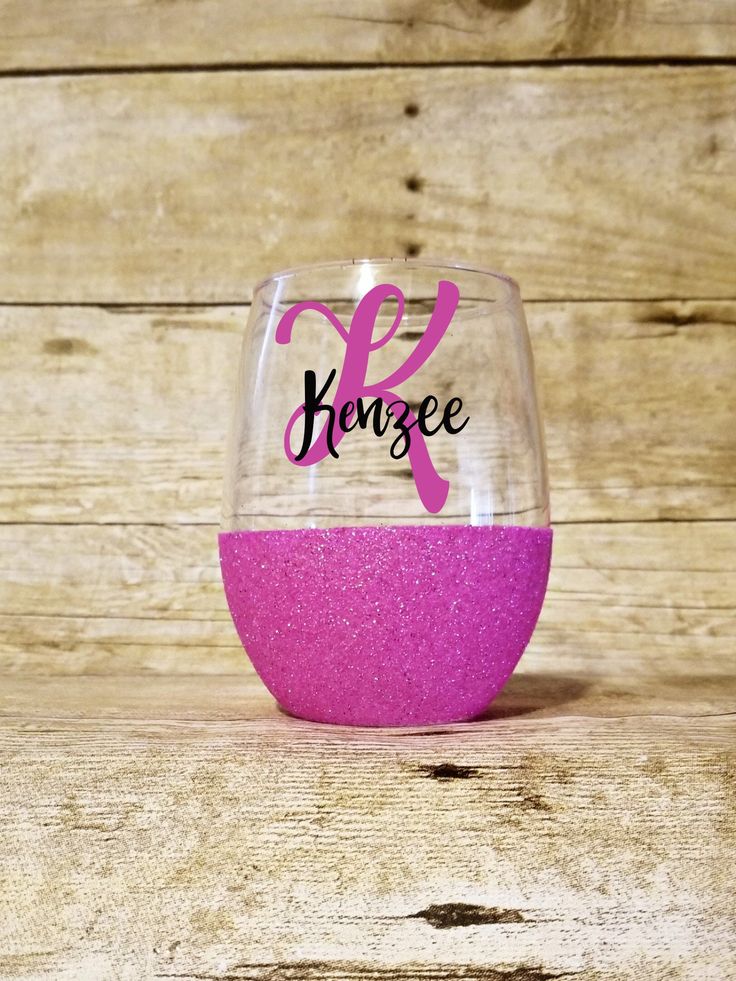 Monogram Wine Glass Name Wine Glass Monogram T Initial Glitter Wine Glass Bridesmaid T