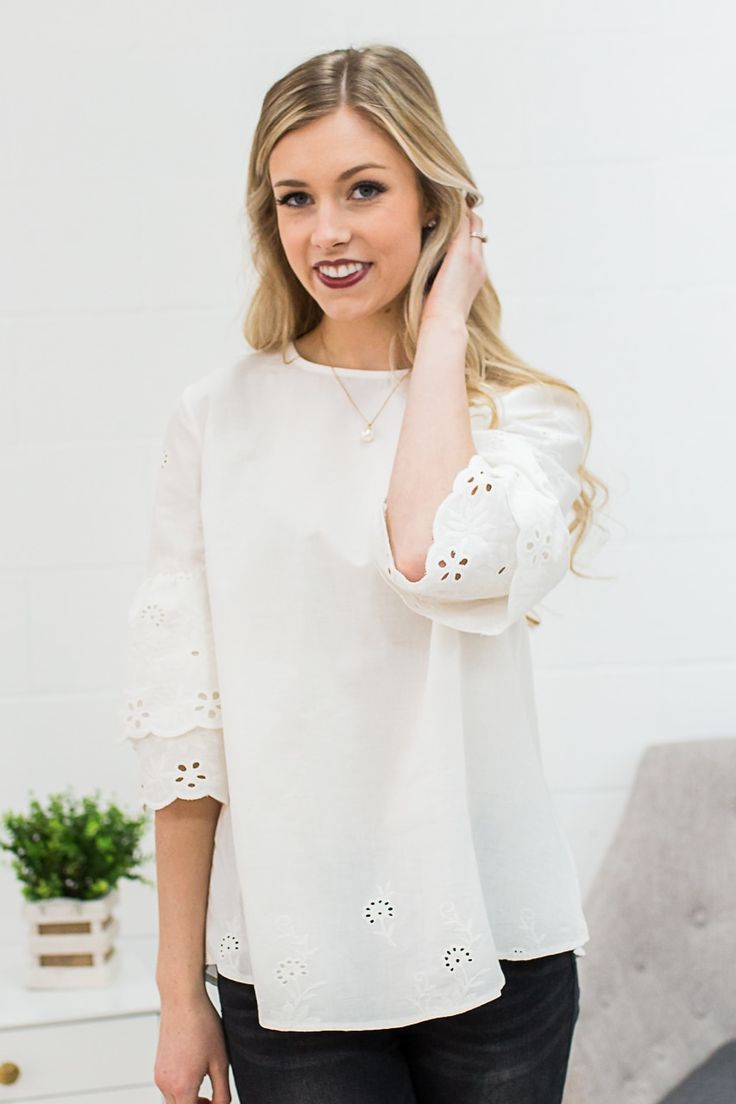 Ivory Eyelet Lace Top Womens Boutique Tops Tops Women Shopping