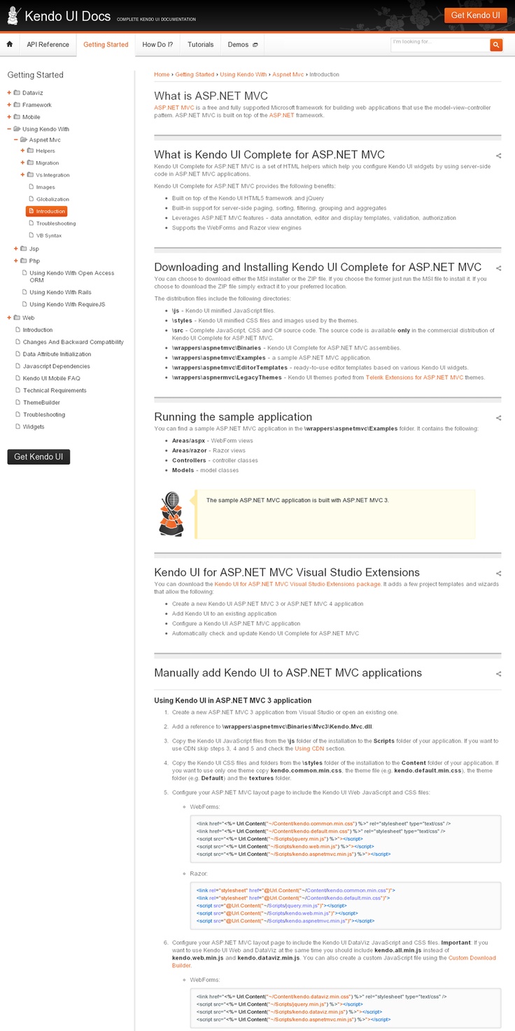 Kendo Ui For Aspnet Mvc Documentation Guide