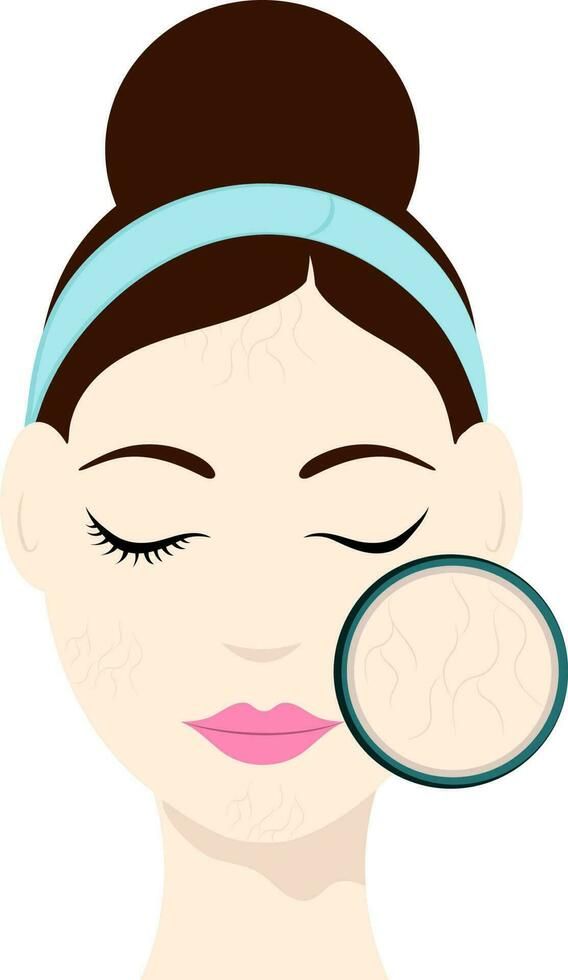 Flat Illustration Of Beautiful Girl With Dry Skin Face Icon In 2024
