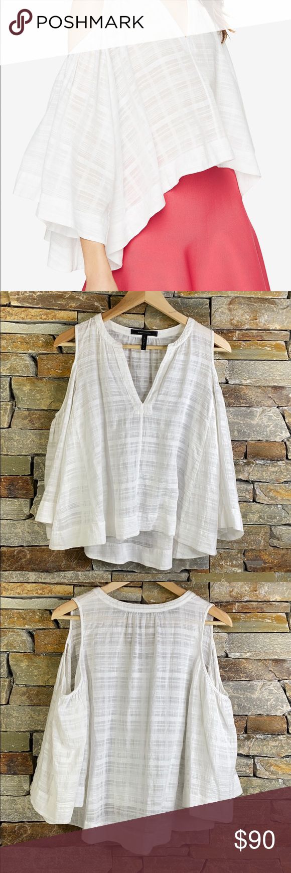 Bcbgmaxazria • Elin White Cold Shoulder Top Size S White Cold