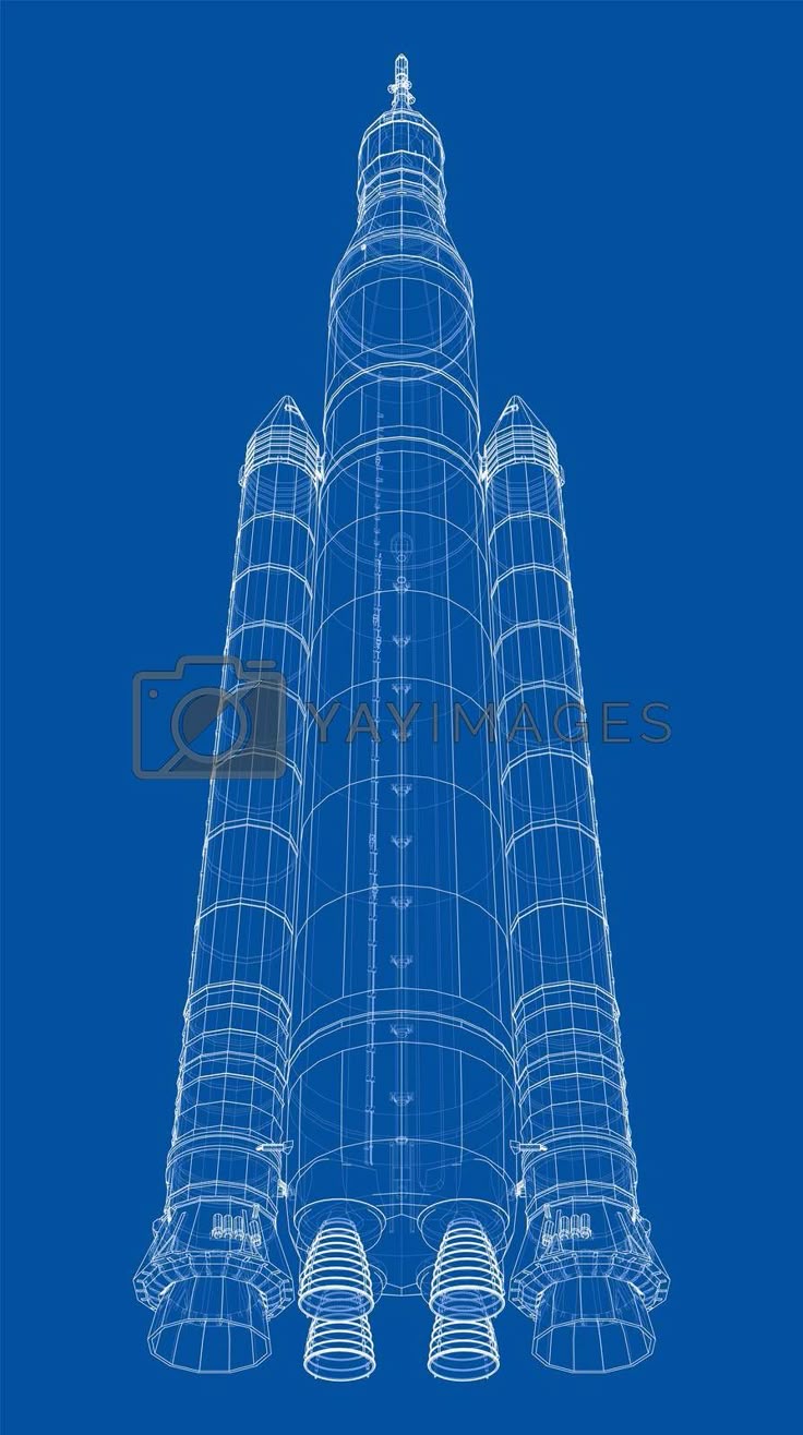 An Image Of A Blueprinted Model Of A Rocket