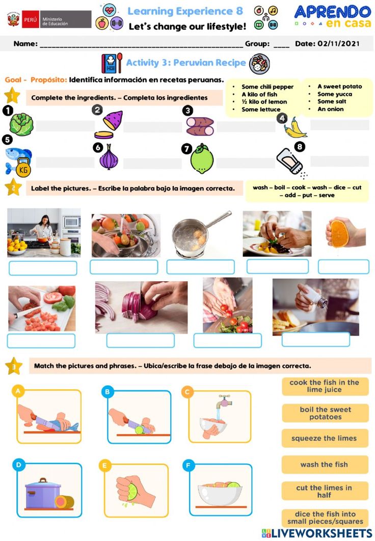 Peruvian Recipe Activity 3 Learning Experience 8 A2 worksheet Peruvian Recipe Activity 3 Learning Experience 8 A2 worksheet