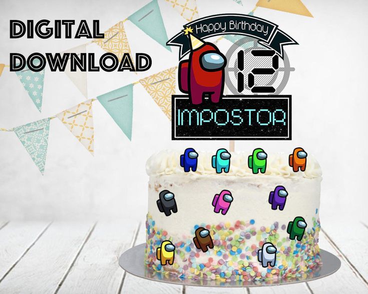Among Us Birthday Cake Topper Printable Birthday Cake Etsy Birthday