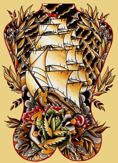 Traditional Ship Tattoo Old School Tattoo Designs Traditional Tattoo Flash