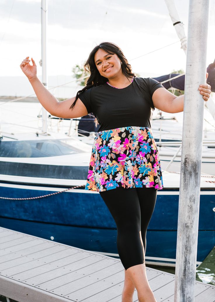 Plus Size Vintage Swim Dress With Capri Swim Leggings Calypsa By Modli Swim Dress Modest