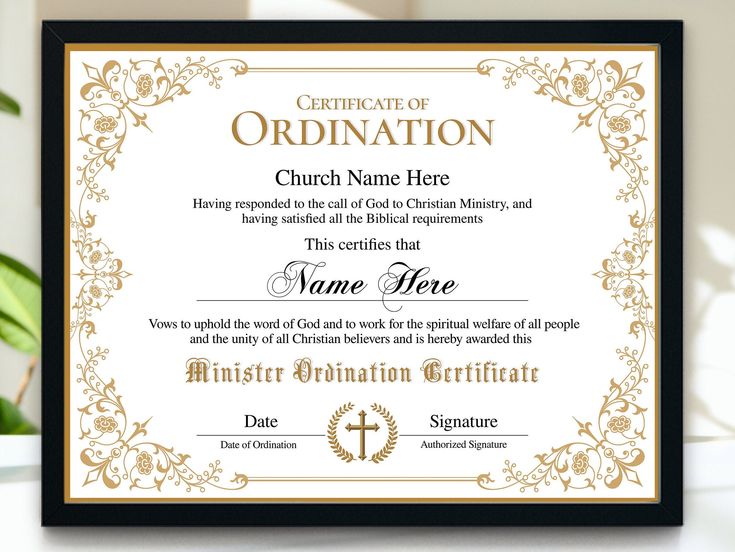 Certificate of Ordination Minister, Printable Editable Ordained ... Certificate of Ordination Minister, Printable Editable Ordained ...