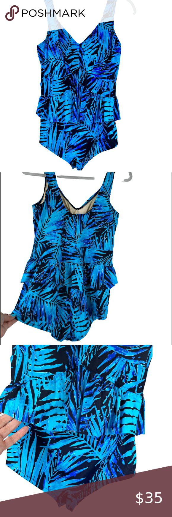 Maxine Of Hollywood Floral Vintage One Piece Swimsuit 18w In 2022 One