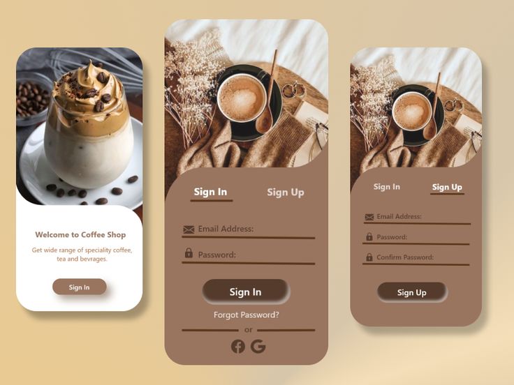 Simple Login/ Sign up UI for coffee shop | Web design, Social app ... Simple Login/ Sign up UI for coffee shop | Web design, Social app ...