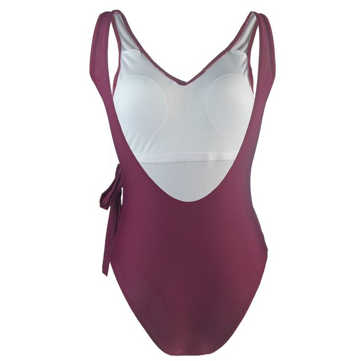 Rpgt Women Solid One Piece Swimsuit With Tie Decoration Elegant