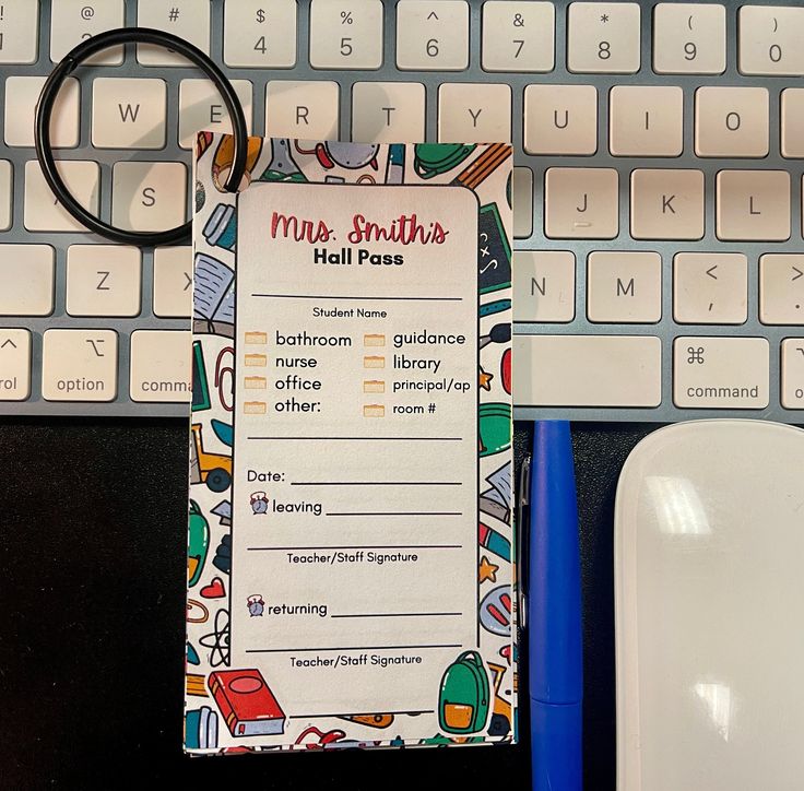 Hall Passes School Supply Design Classroom Teachers Personalized Hall Pass Custom Teacher