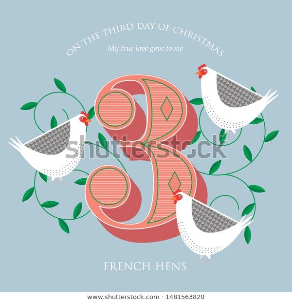 Third Day Christmas Twelve Days Christmas Stock Vector Royalty Free