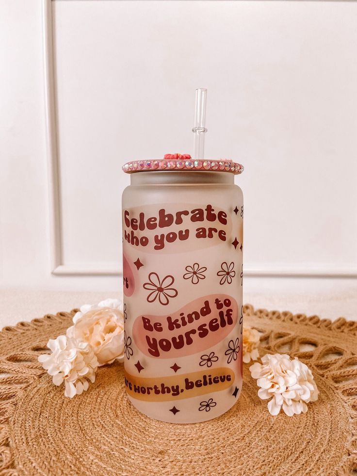 Daily Reminder Affirmations Iced Coffee Glass Cup Aesthetic Glass