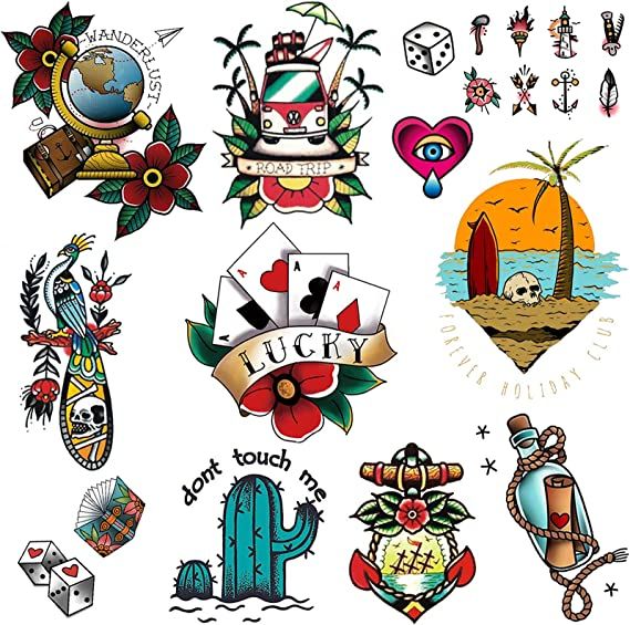 Cargen Waterproof Temporary Tattoos Vintage Tattoo For Women Men American Tradit American
