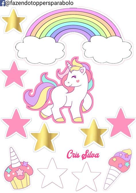Topo De Bolo Para Imprimir Unicórnio Inspire Sua Festa Unicorn Cake