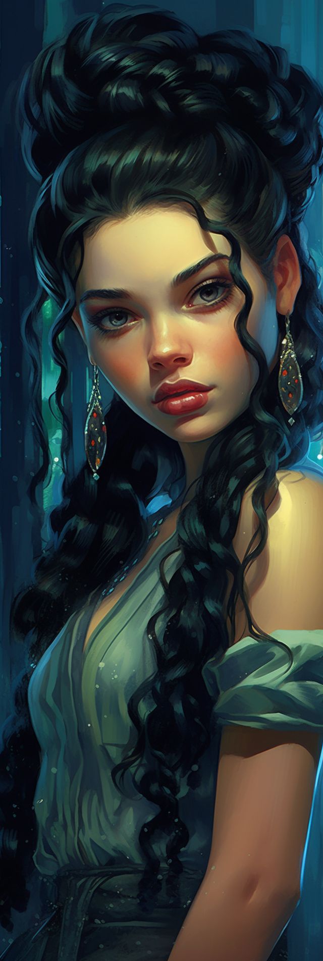 Female Lips Pale Skin Girl Hairstyles Comic Art Black Hair Faces Fantasy Portrait Comics