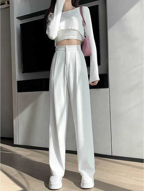 Betusline Womens Wide Leg Long Dress Pants High Waisted Casual Business Straight Office