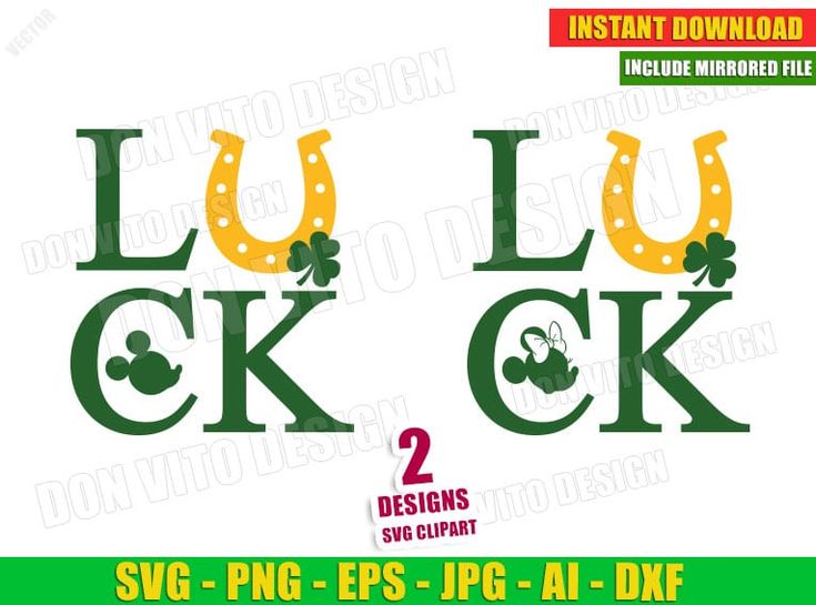 St Patricks Day Luck Irish Mickey Minnie Mouse Svg Dxf Png Disney