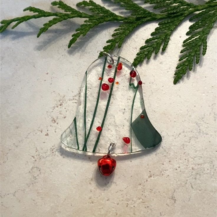 Fused Glass Holiday Bell Ornament Etsy In 2024 Glass Christmas