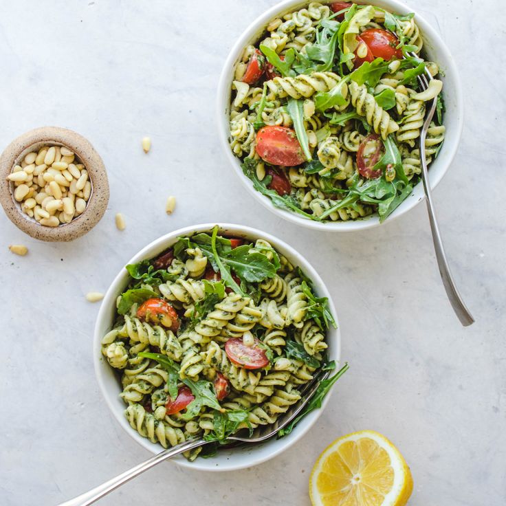 Rotini Pesto Pasta Salad Ingredients 1 Box Banza Rotini 3 Ounces Fresh Basil Leaves About 2 ½