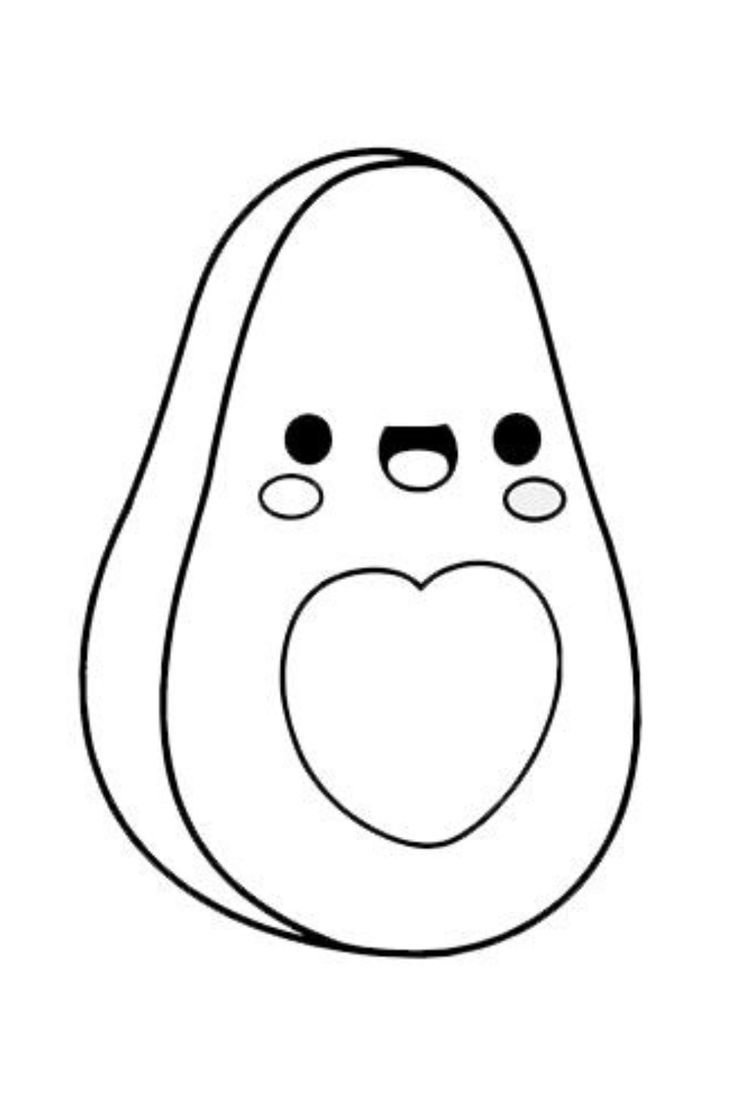 Cute Avocado Drawing Chibi Coloring Pages Cute Coloring Pages Coloring Books Art Drawings