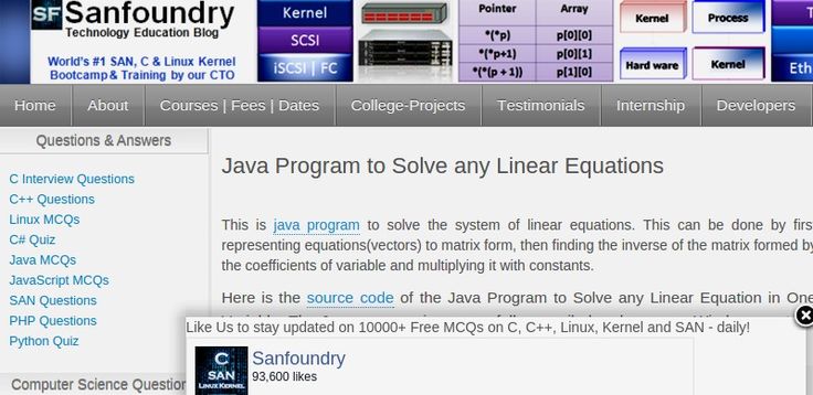 Java Program To Solve Any Linear Equations Sanfoundry
