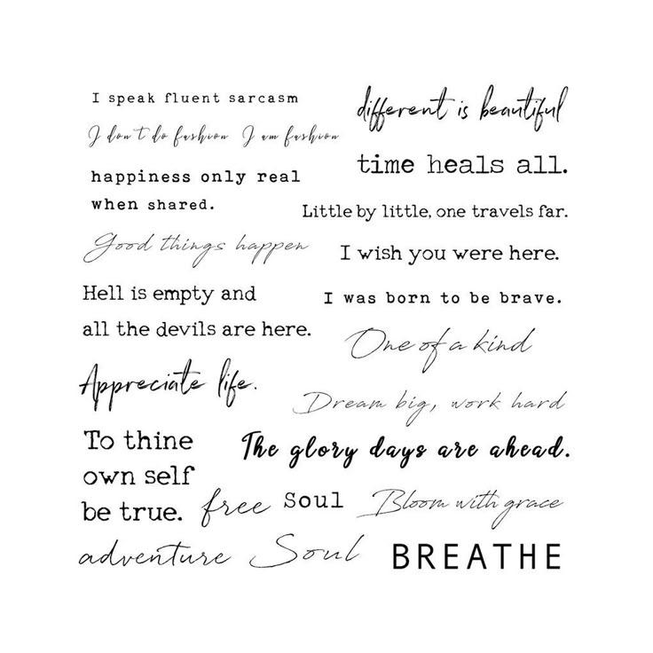 Everjoy Realistic Temporary Tattoos 20 Individual Line Pcs Waterproof Inspirational Words For