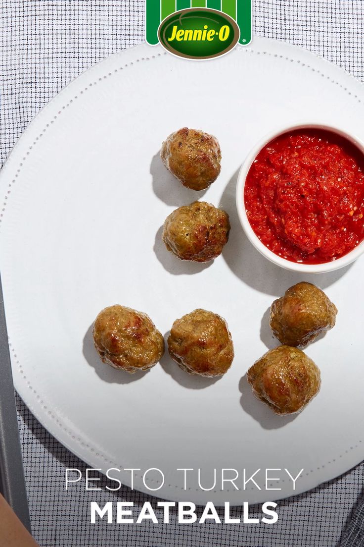 Pesto Turkey Meatballs With Roasted Pepper Sauce Jennie O® Recipes