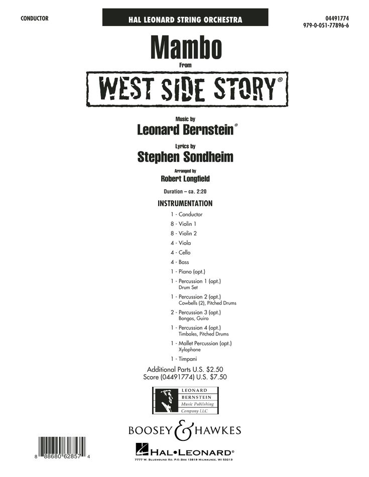 Robert Longfield Mambo From West Side Story Conductor Score Full