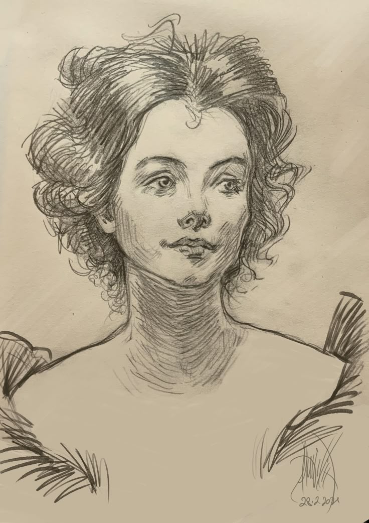 Beautiful Hairled Girl Drawing With Graphite Pencil 8b 2024 Sanatsal Resimler Çizim