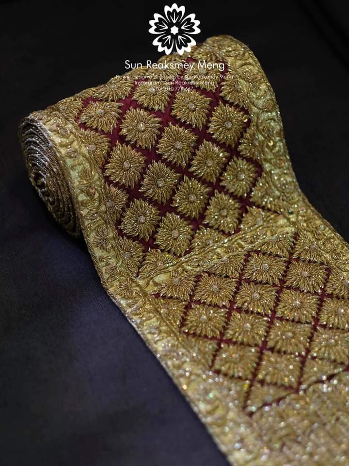 Traditional Khmer Sbai Dress with Gold Work Embroidery Traditional Khmer Sbai Dress with Gold Work Embroidery
