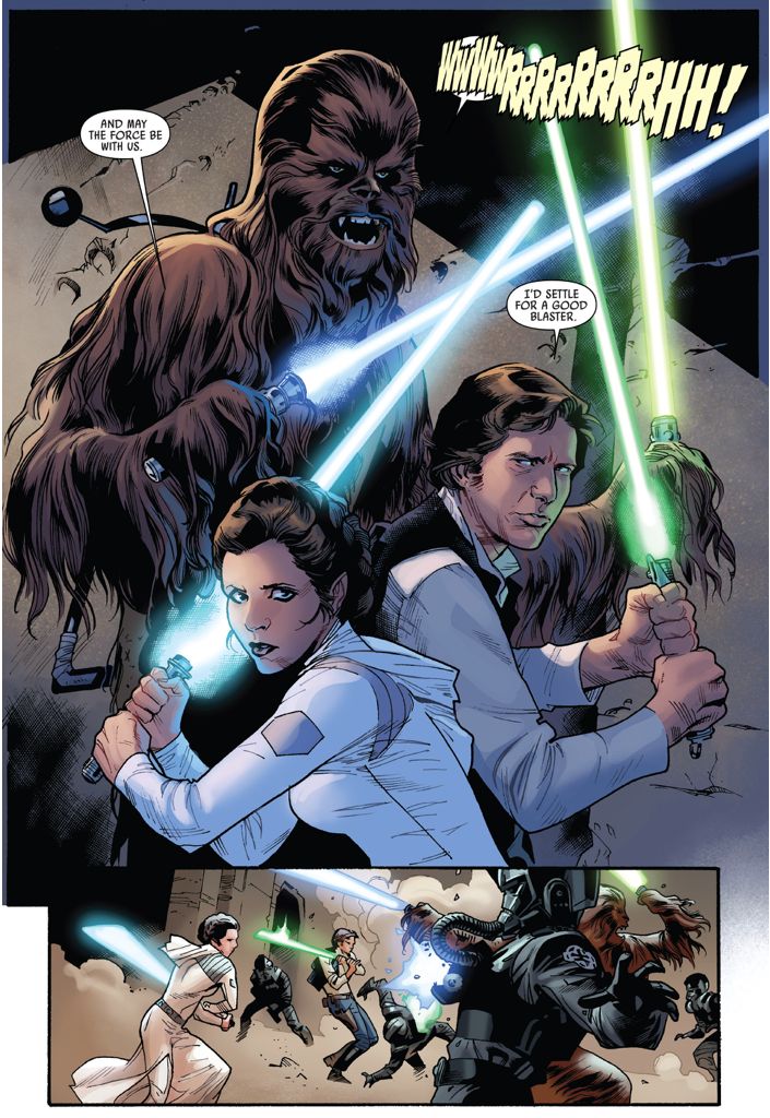 Han Solo Princess Leia And Chewbacca Wielding Lightsabers Star Wars Comics Star Wars Books