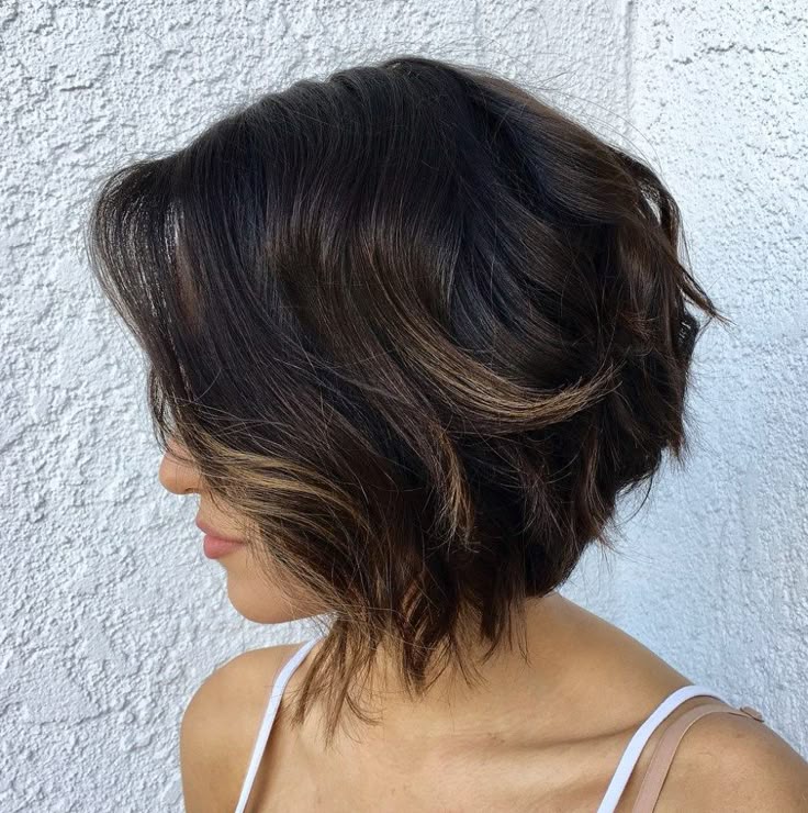 Messyshaggybrunettebob Long Choppy Bobs Inverted Long Bob Inverted Bob Hairstyles Short