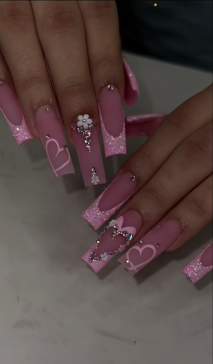Pink Acrylic Birthday Nails Pinke Nägel Nägel Inspiration Schöne Nägel