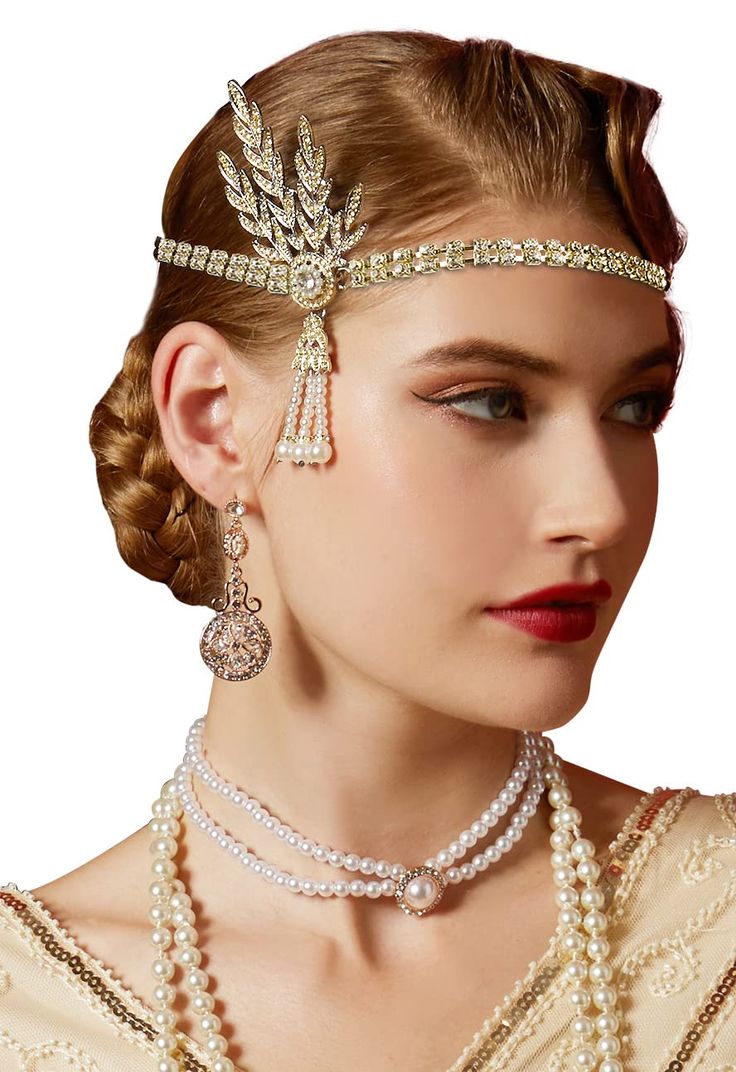 Cizoe Art Deco 1920s Flapper Great Gatsby Leaf Wedding Bridal Tiara