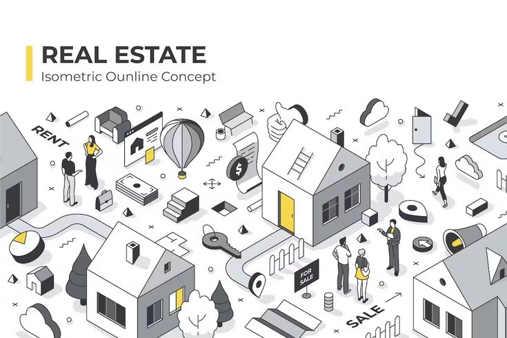 Real Estate Isometric Illustration Illustrations Ft House And Estate Envato Elements In 2024