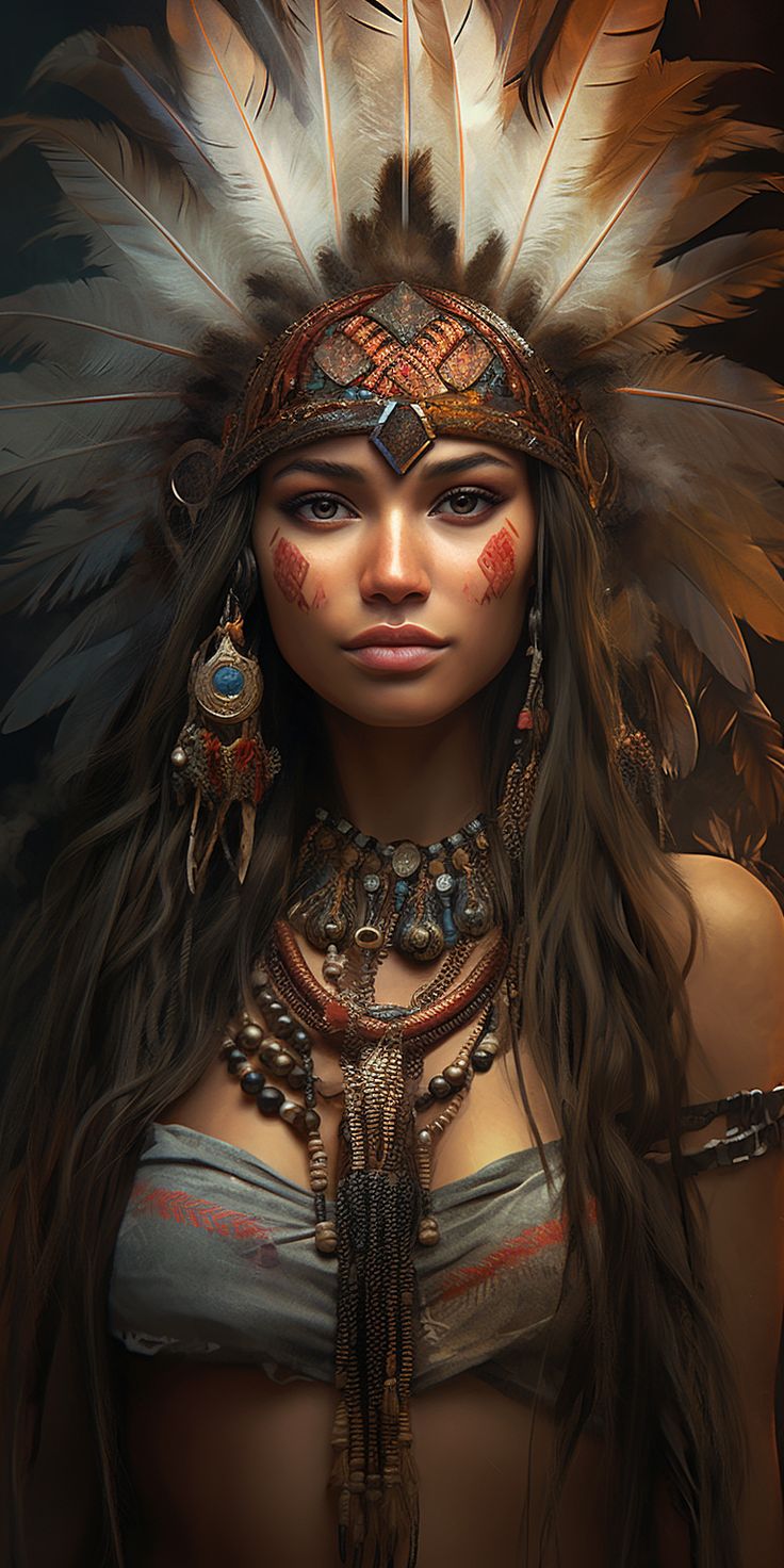 60 Beautiful American Indian Women Digital Art Print Girl Printable Woman Wall Art Portrait