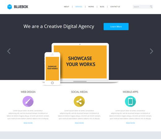 Bluebox Free Responsive Html5 Css3 Mobileweb Template Responsive Website Template Website