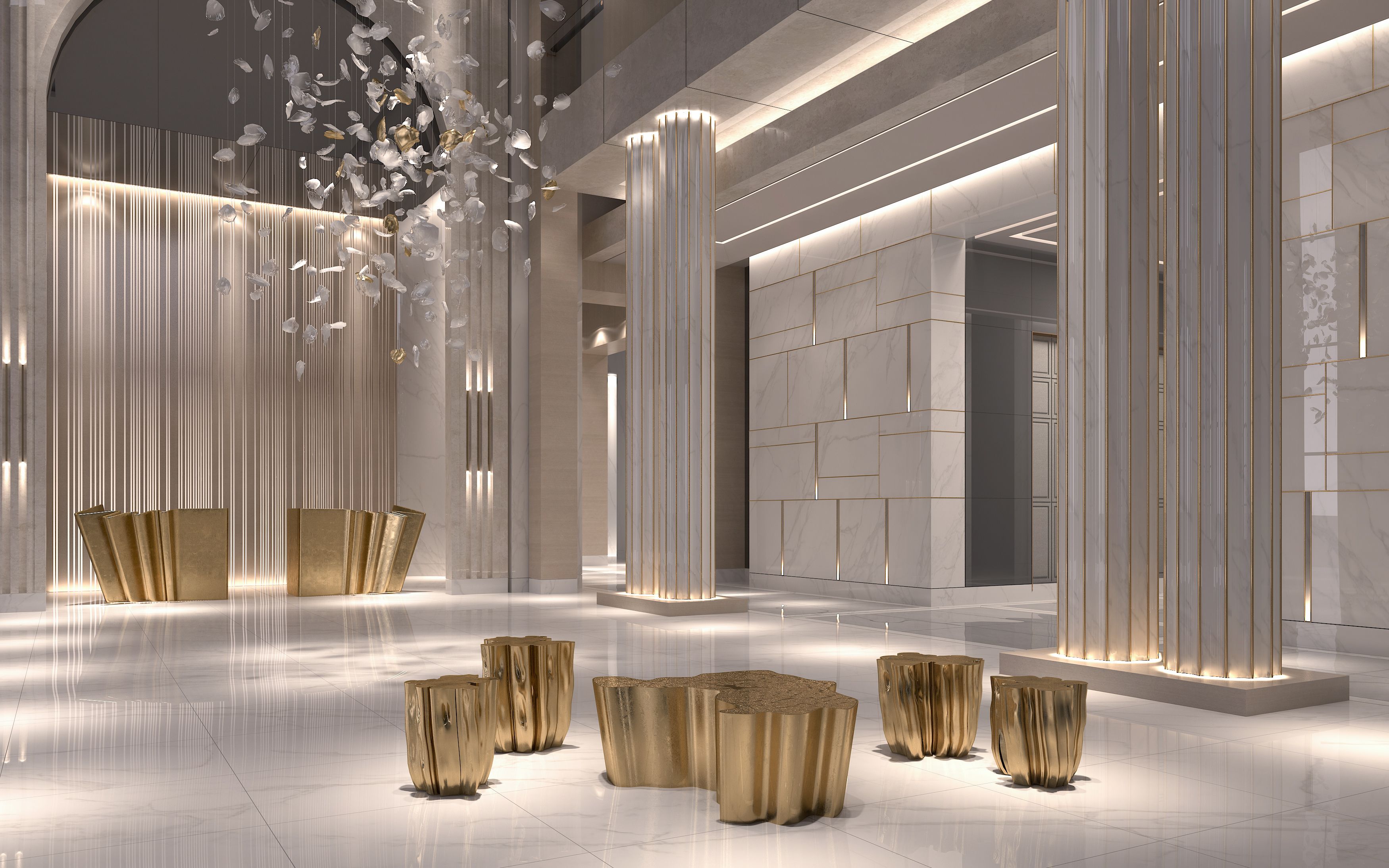 Interior Design Virtual Online Interior Design Services Hotel Lobby Dancing Sculptures