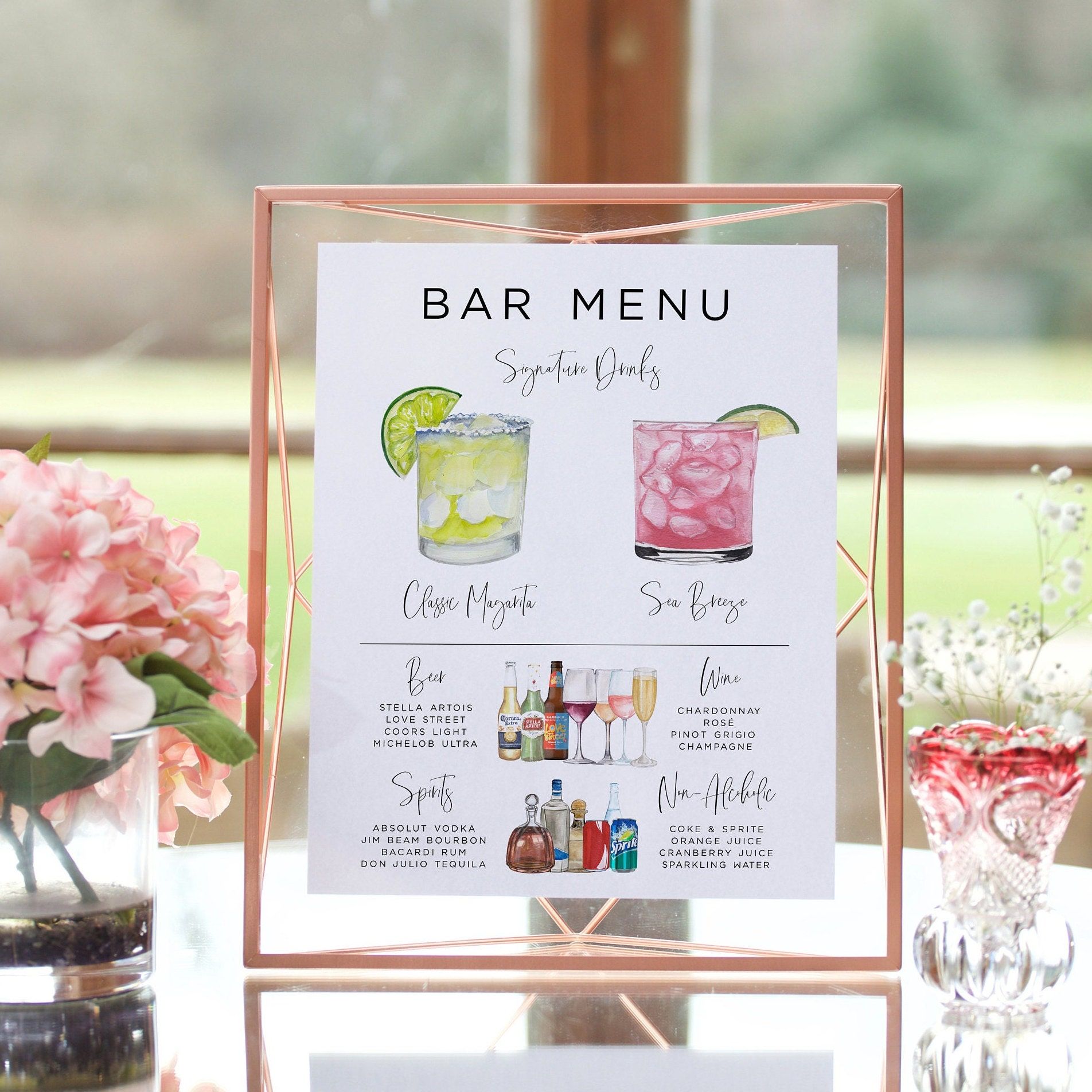 Bar Menu Template Modern Editable Drink Menu Template Minimalist Printable Bar Menu