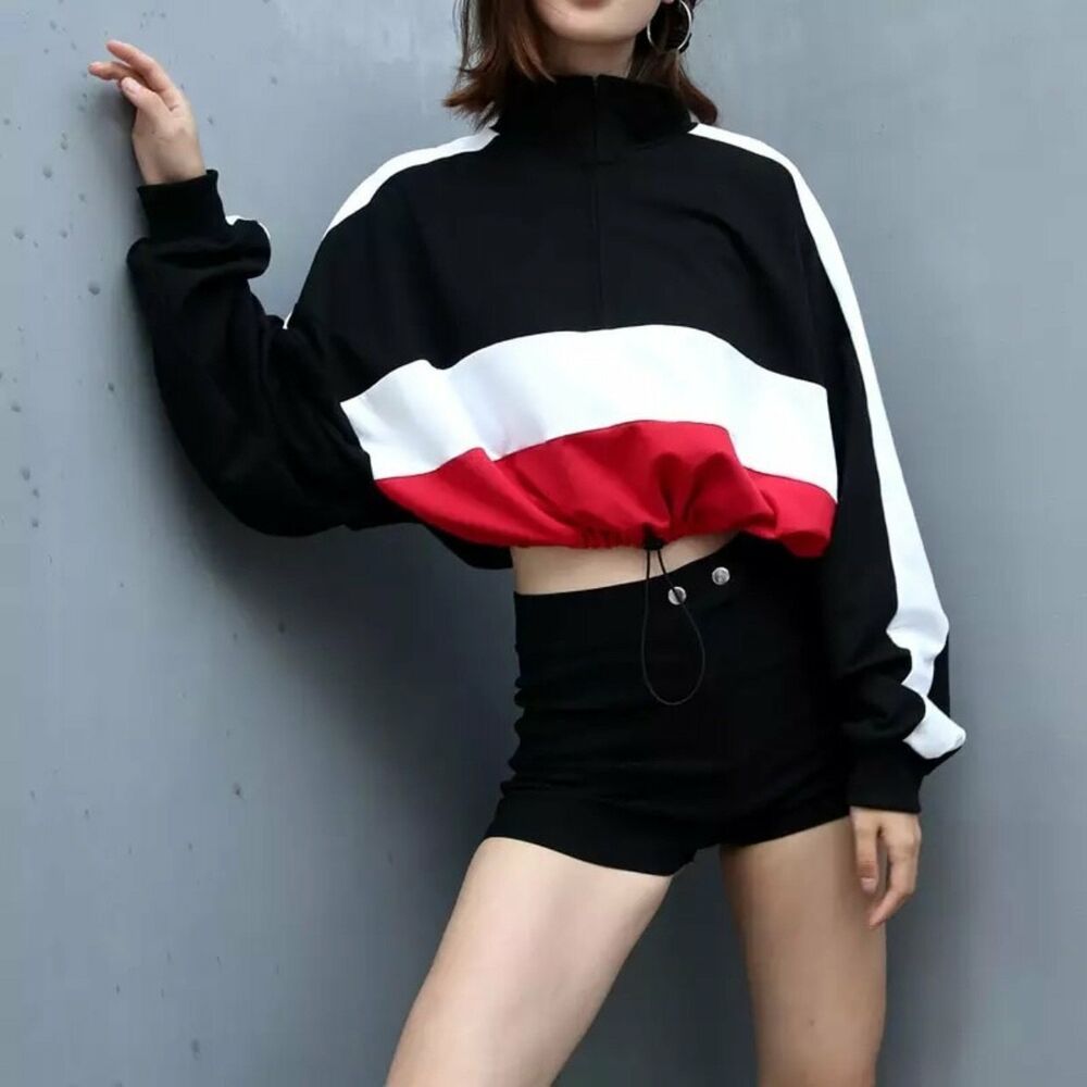 Stripe Cropped Pullover Top Kpop Korean Streetwear Harajuku Ulzzang
