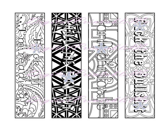 Printable Bookmark Digital Bookmark Adult Coloring Pages Book Mark Swear Words Unique T