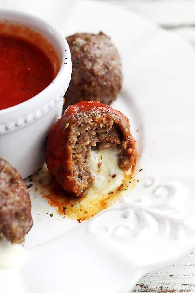 Juicy Flavorful Italian Style Meatballs Stuffed With Melty Mozzarella
