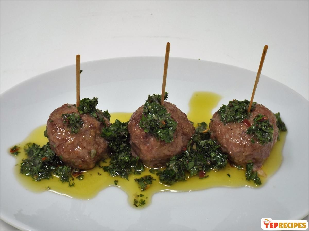 Meatballs With Rosemary Chimichurri Beef And Pork Meatballs Meatballs